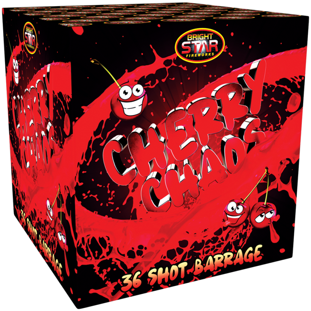 Cherry Chaos Barrage 36 Shot 1.3G by Bright Star Fireworks - BUY 1 GET - Fireworks Direct