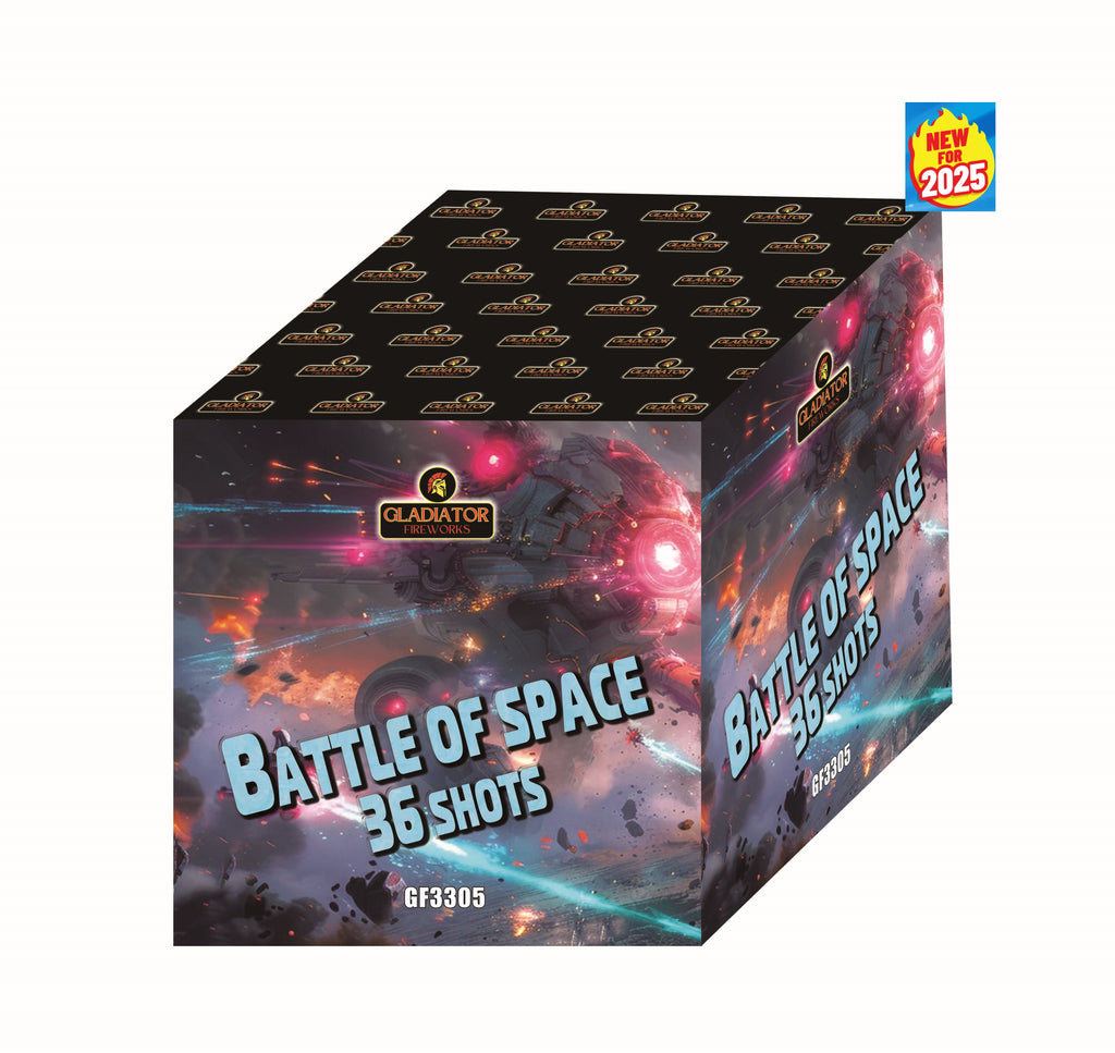 Battle Of Space 36 Shot Cake By Gladiator Fireworks - BUY 1 GET FREE! - Fireworks Direct