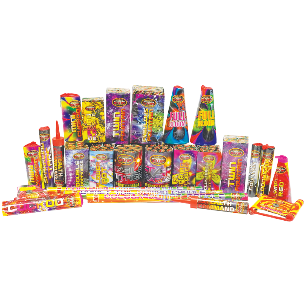 Giant Bonfire Selection Box 26pce By Bright Star Fireworks - BUY 1 GET ...
