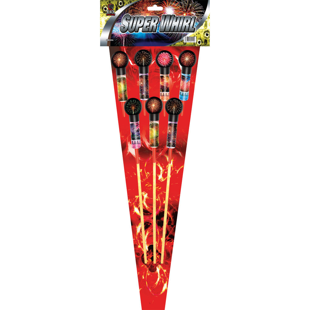 Super Whirl Rocket 7pce PVC Bag & Header (1.3G) By Cube Fireworks - BU ...